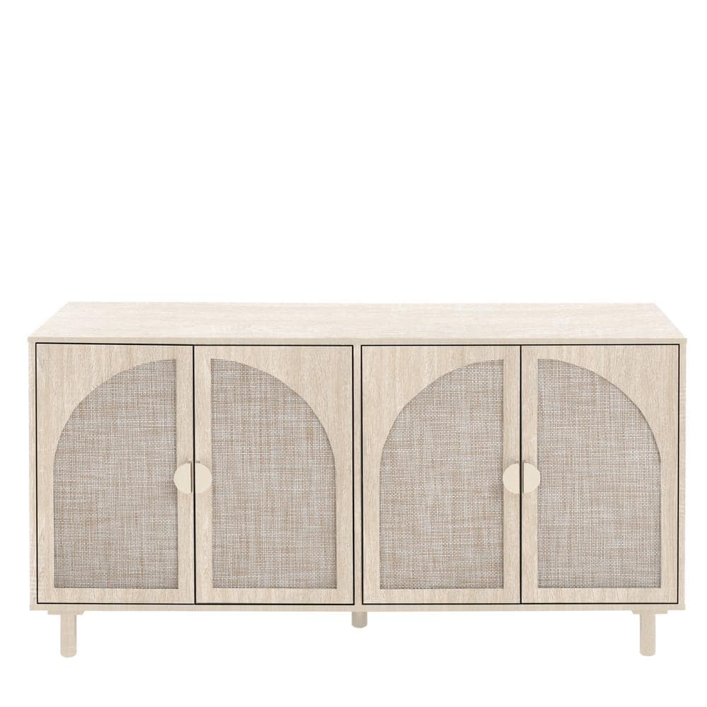sumyeg Beige 31.5 in. H 4 Door Accent Storage Cabinet with Adjustable ...