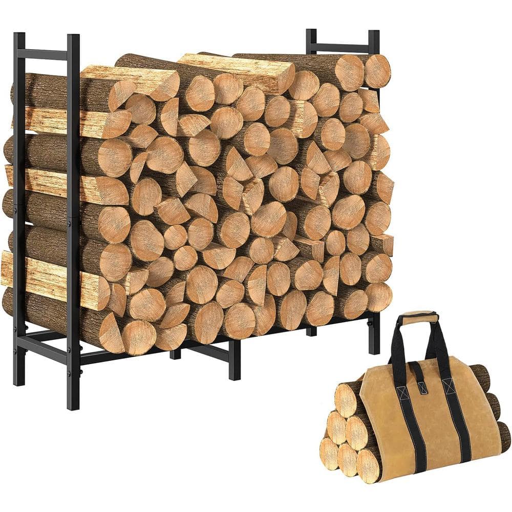 Oumilen 31.5 "L x 10 "W x 33.8 "H , Outdoor Indoor Firewood Shelf and ...