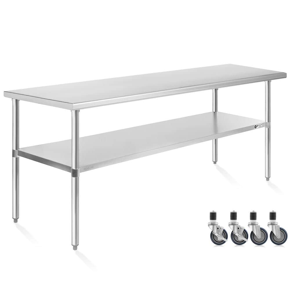 KUTLER 24 in. x 72 in. Stainless Steel Kitchen Prep Table with Bottom ...