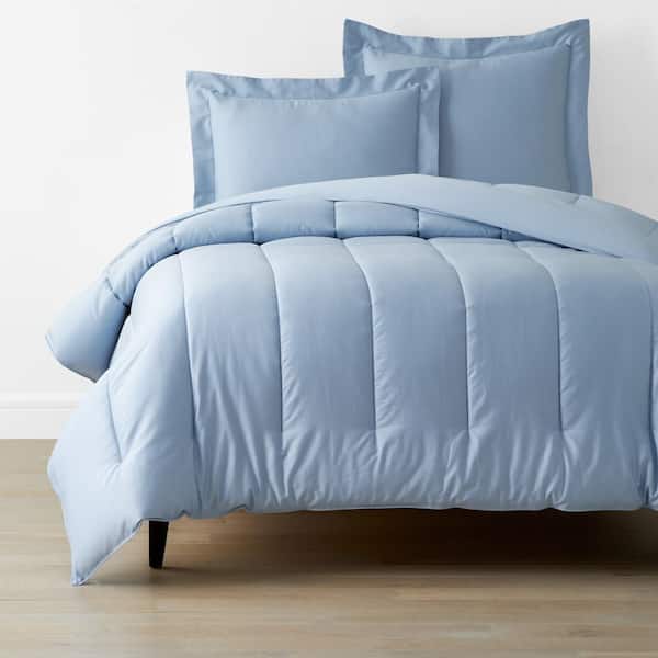 The Company Store Company Cotton Light Blue Full/Queen Sateen Comforter ...