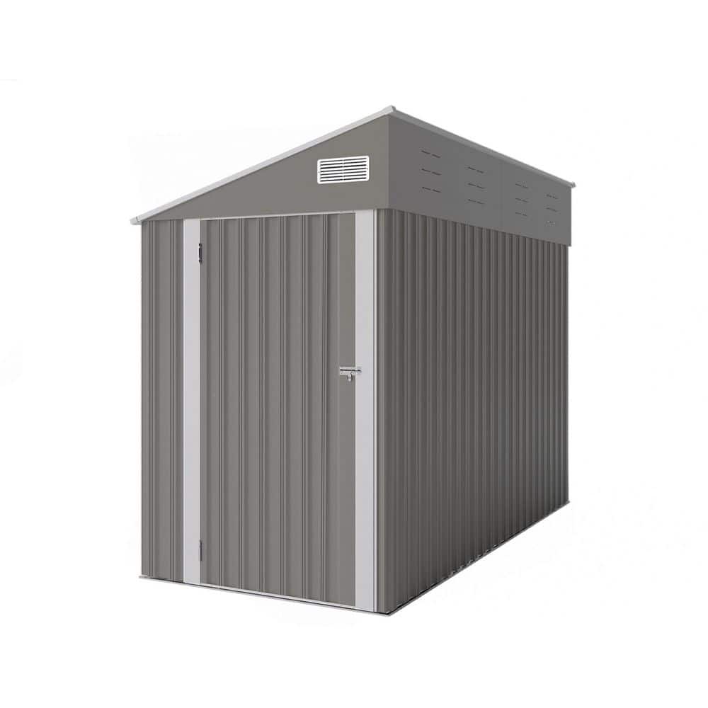 Zeus & Ruta 8 ft. W x 4 ft. D Dark Gray Metal Outdoor Storage Shed with ...