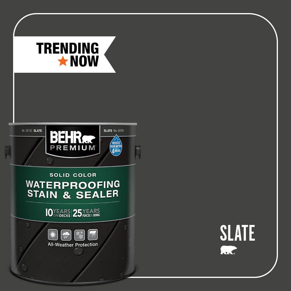 BEHR PREMIUM 1 gal. #SC-102 Slate Gray Solid Color Waterproofing ...