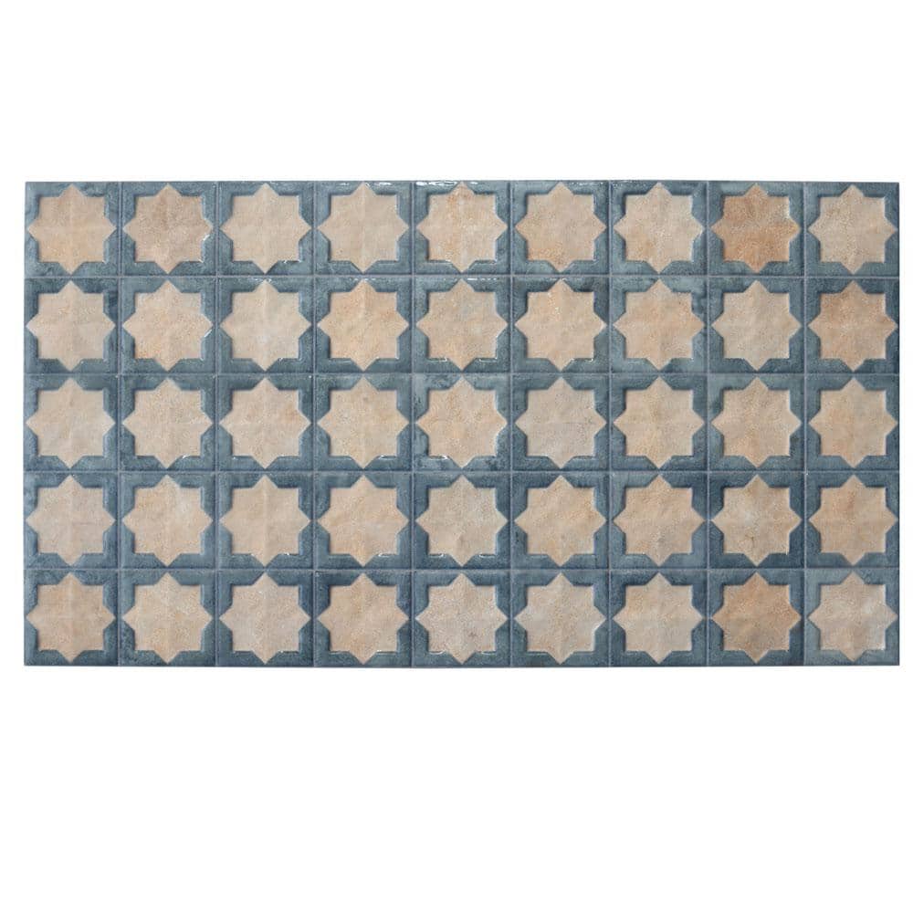 Apollo Tile Citadel 12.2 in. x 22 in. Matte and Glossy Blue, Beige ...