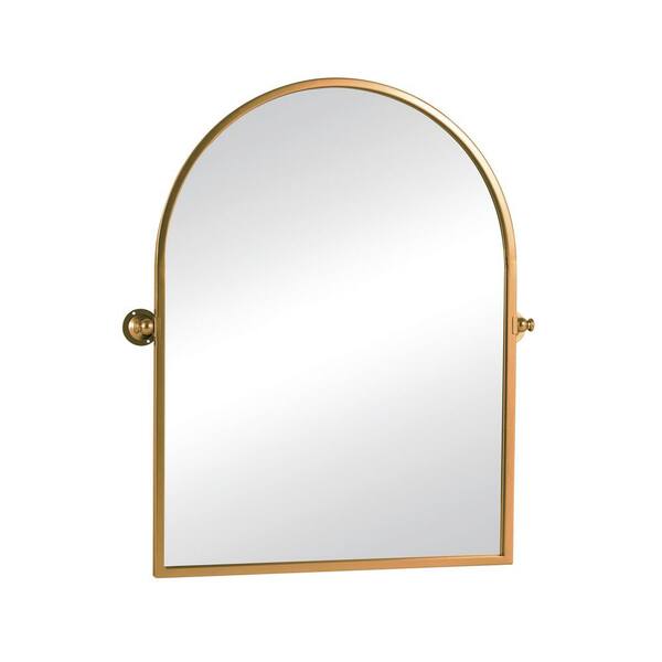 Modern Gold 23 in. W x 32 in. H Arch-Top Metal Framed Mirror, Bathroom ...