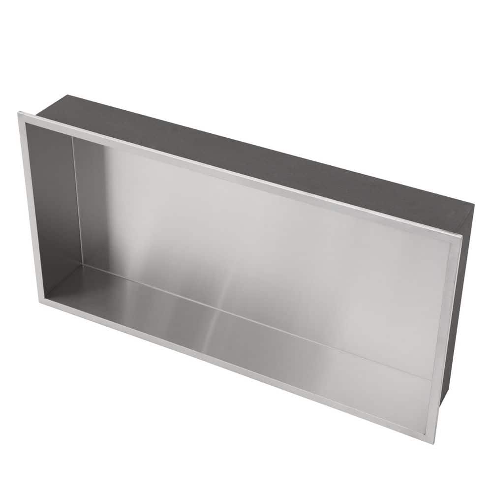 Afhocomp 13 in. W x 25 in. H x 3.94 in. D Stainless Steel Shower Niche ...