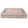 TashMart Chiseled Rectangular Natural Stone Vessel Sink in Almond Brown ...
