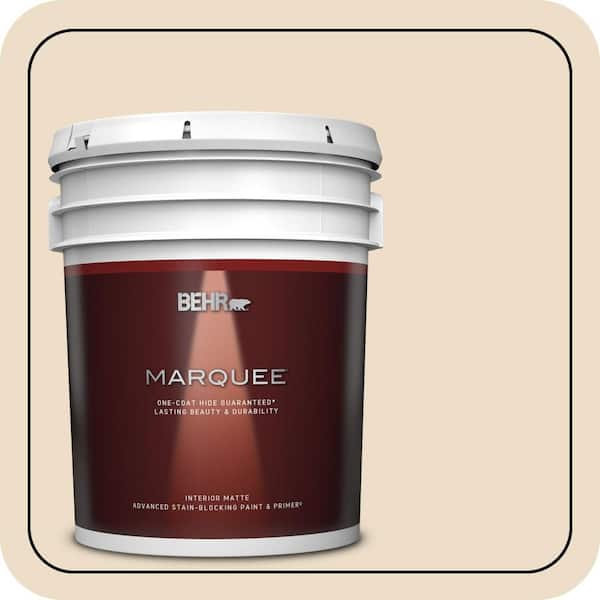 BEHR MARQUEE 5 gal. #710C-2 Raffia Cream Matte Interior Paint & Primer ...