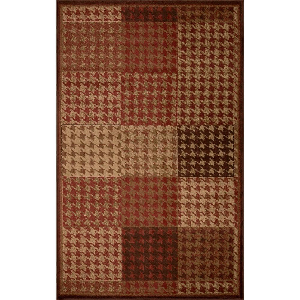 SUPERIOR Natte Mocha 7 ft. x 9 ft. Abstract Checkered Geometric Indoor ...