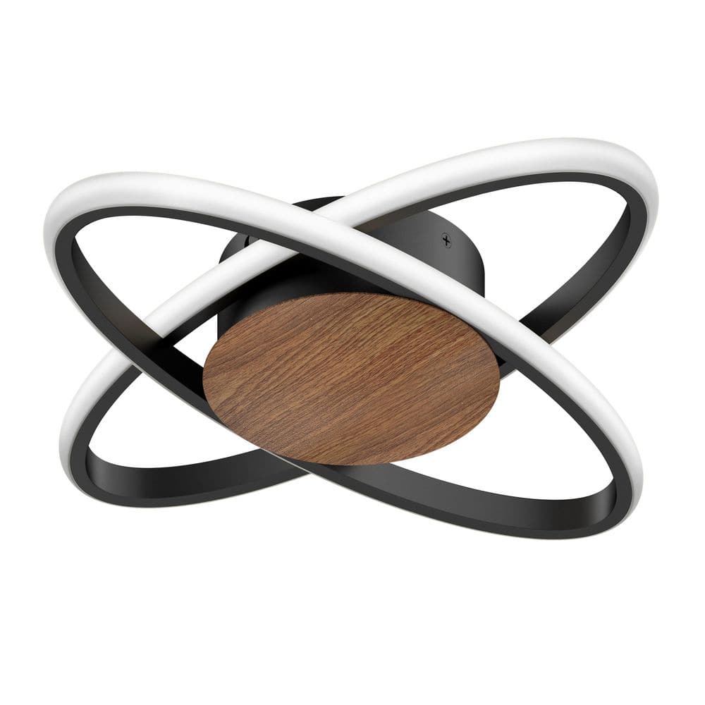 Artika Atomic 15in. 1-Light Black and Walnut Wood 5CCT Integrated LED ...