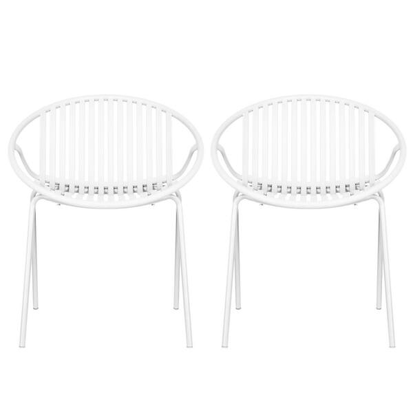 Stackable Outdoor Dining Chair in White (Set of 2), Patio Stackable ...