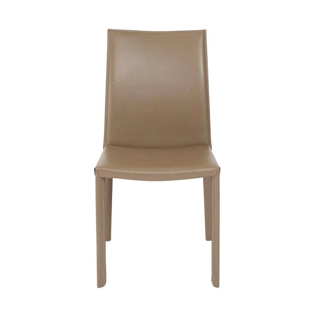 HomeRoots Taupe Upholstered Leather Side Chair (Set Of 2) 2000523967 ...