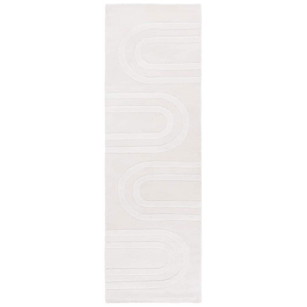 SAFAVIEH Mykonos 2 ft. x 8 ft. Ivory Solid Arches Runner Rug MKN501A-28 ...