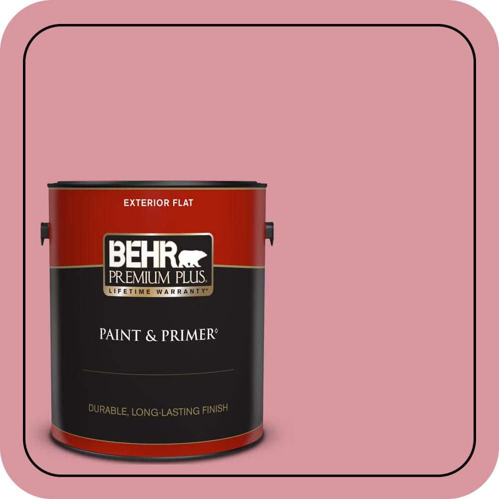 BEHR PREMIUM PLUS 1 gal. #M150-4 Glow Pink Flat Exterior Paint & Primer ...