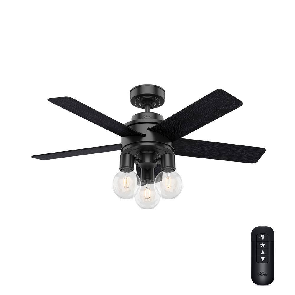 Hunter Hardwick 44 in. LED Indoor Matte Black Ceiling Fan with Light ...