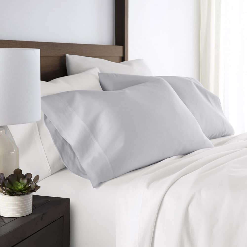 Becky Cameron 2-Piece Light Gray Solid Cotton King Pillowcase Set PCASE ...
