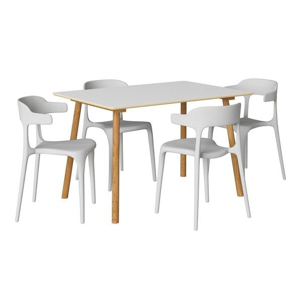 Handy Living Hudson 5-Piece Rectangular Wood Tabletop in White Finish ...