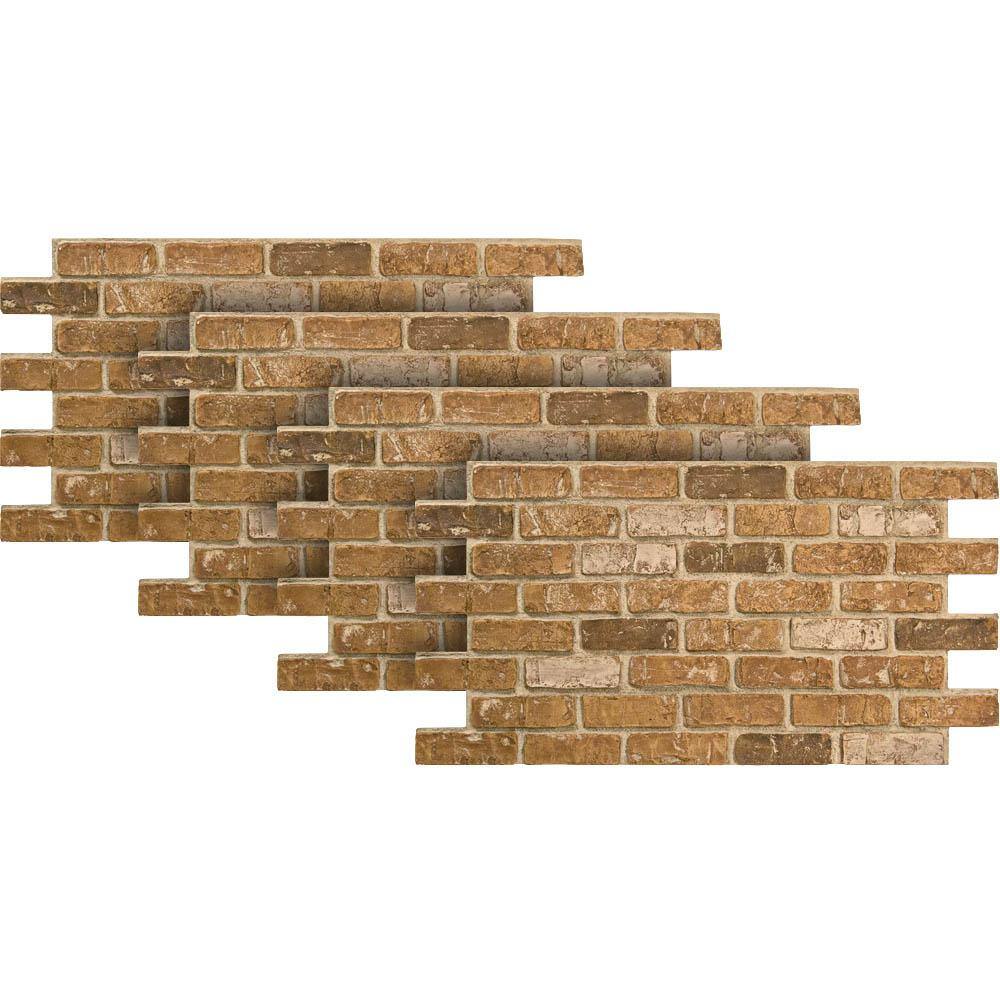 Urestone Weathered Orange 24 in. x 46-3/8 in. Faux Used Brick Panel (4 ...
