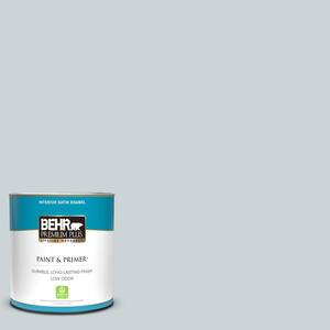 BEHR PREMIUM PLUS 8 oz. #N470-1 Ash Blue Satin Enamel Interior/Exterior ...