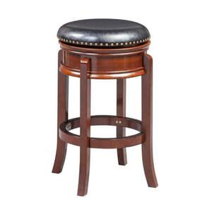 Benjara Sabi 43.5 in. Brown and Black High Back Solid Wood Swivel ...