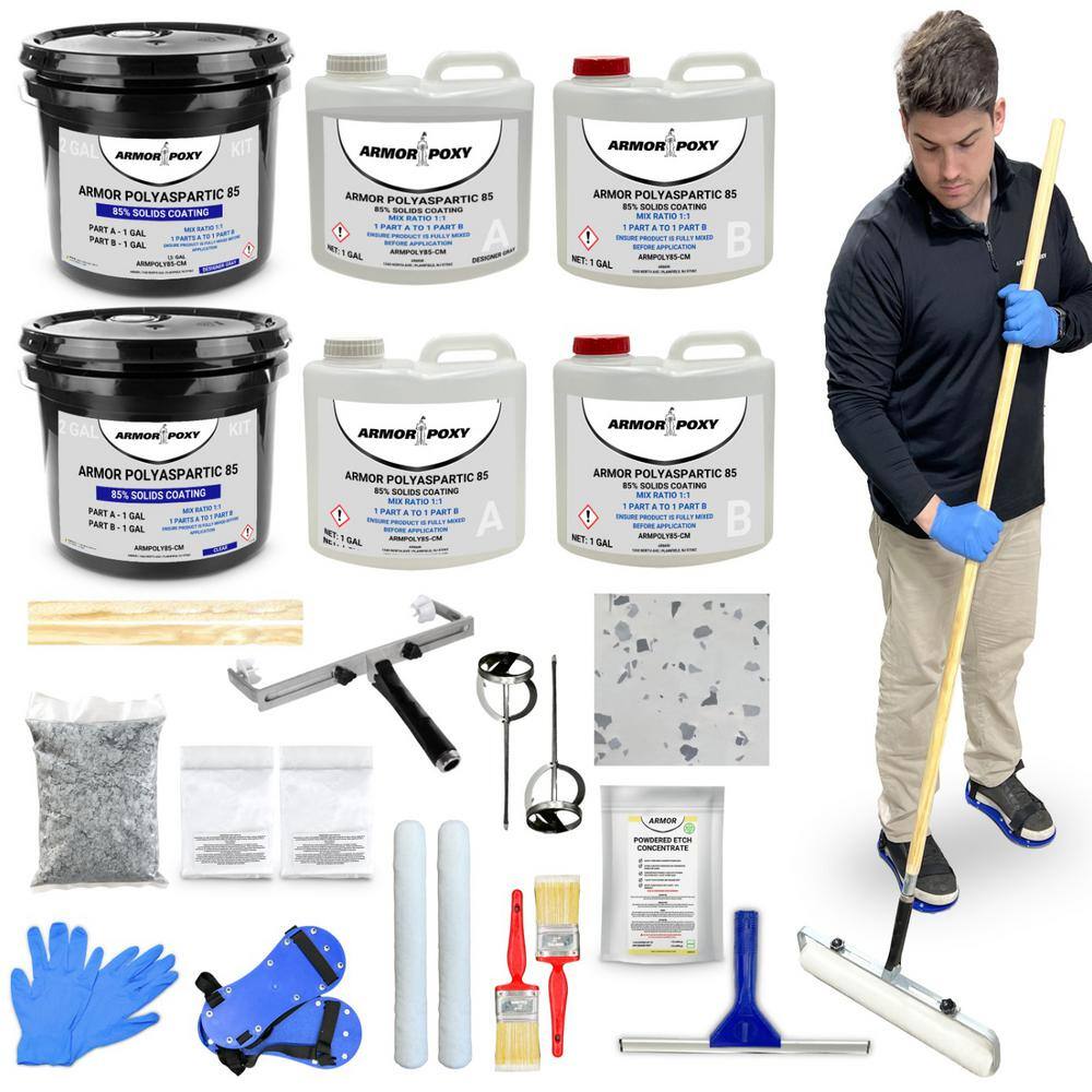 ARMORPOXY 4 Gallon Gray Gloss 2 Part Epoxy Polyaspartic Interior ...