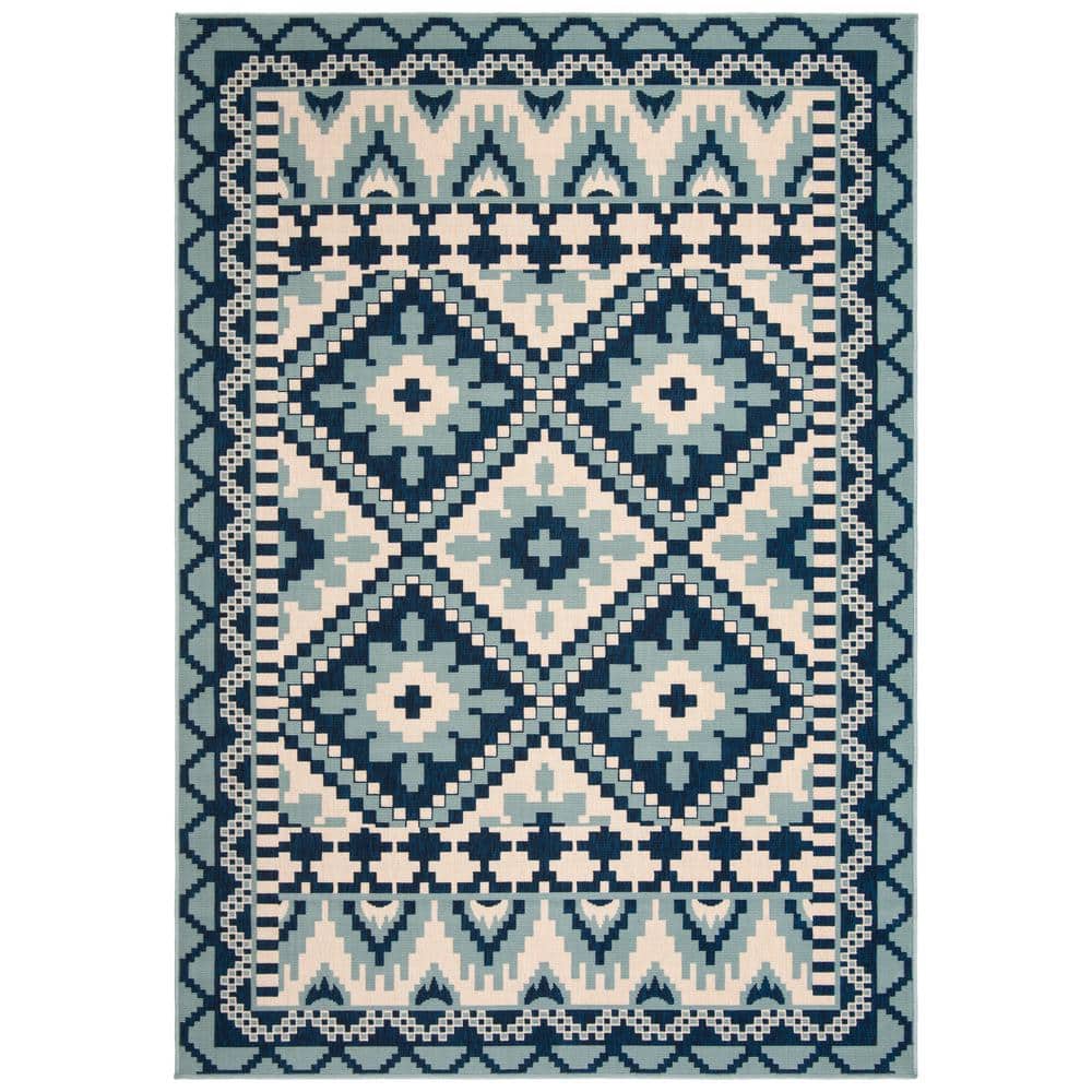 SAFAVIEH Veranda Turquoise/Blue 3 ft. x 5 ft. Southwestern Tribal ...