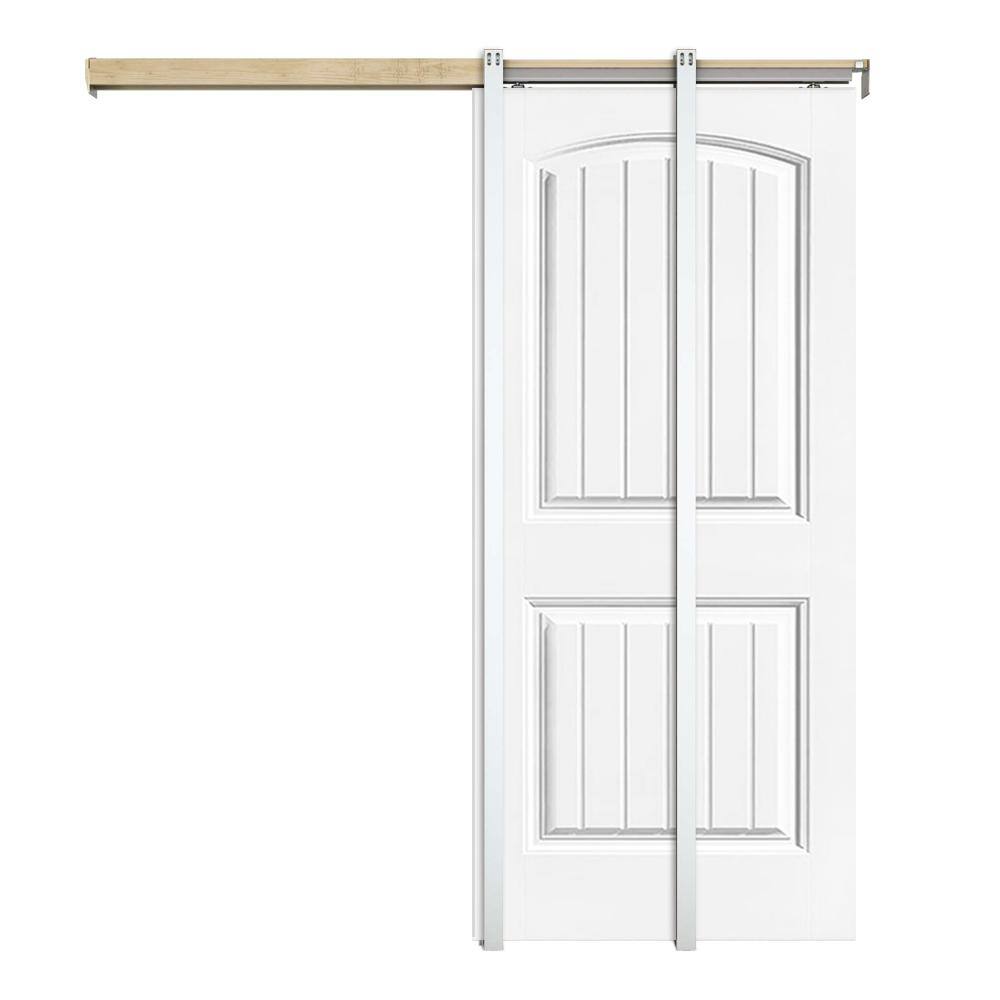 CALHOME 36 in. x 80 in. White Primed Composite MDF 2Panel Camber Top ...