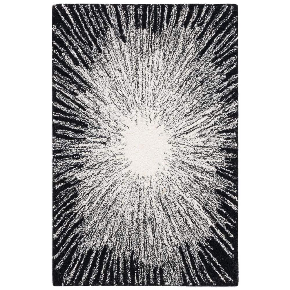 SAFAVIEH Abstract 3 ft. x 5 ft. Ivory/Black Eclectic Star Area Rug ...