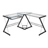 OneSpace 51 in. L-Shaped Black/Clear Computer Desk with Keyboard Tray ...