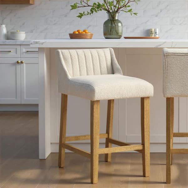 Armen Living Fauna 33 in. H Counter Height White Low Back Wood Bar ...