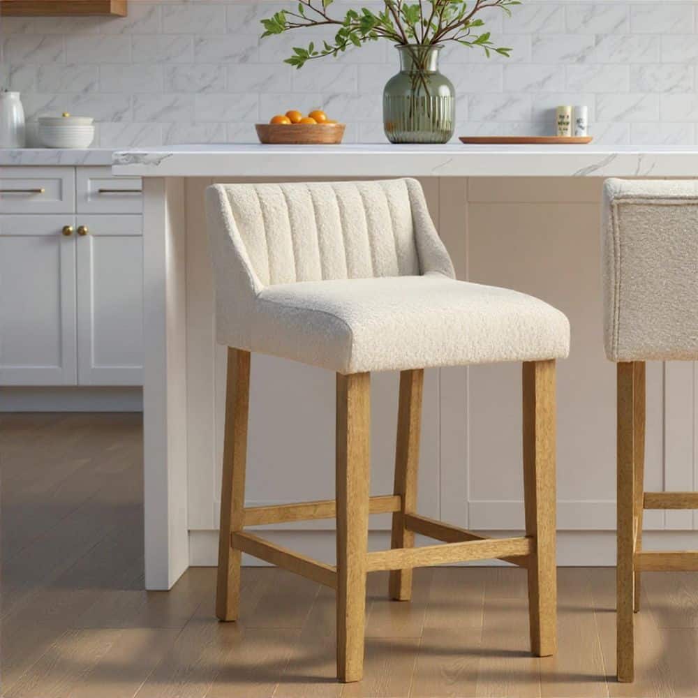 Armen Living Fauna 33 in. H Counter Height White / Amber Glow Low Back ...