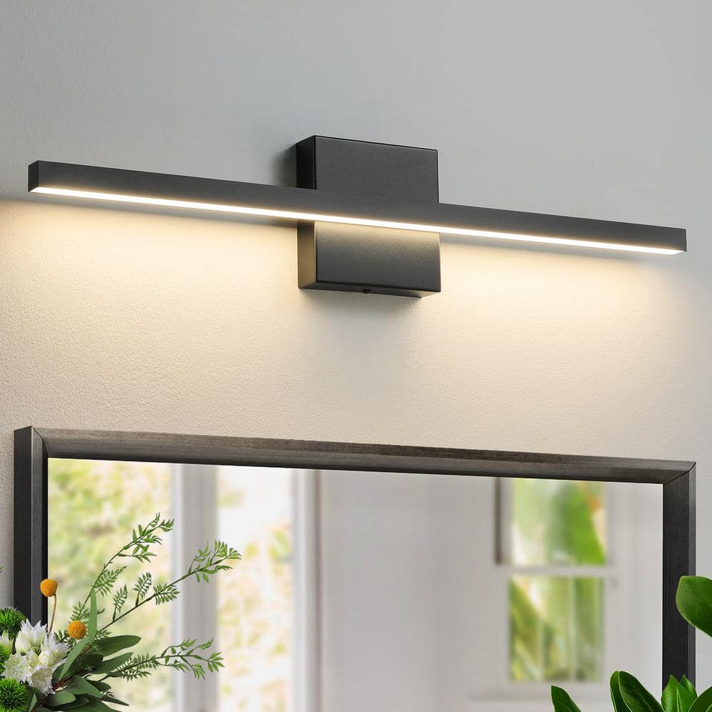 KAISITE 24 in. 1-Light Black LED Vanity Light Bar, Dimmable Bathroom ...