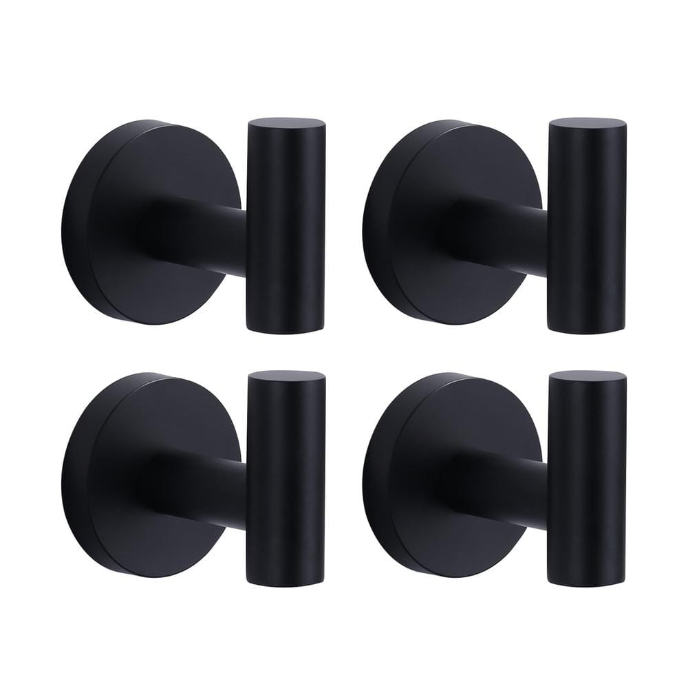WOWOW Matte Black J-Hook Wall Mounted Bathroom Robe/Towel Hook in ...