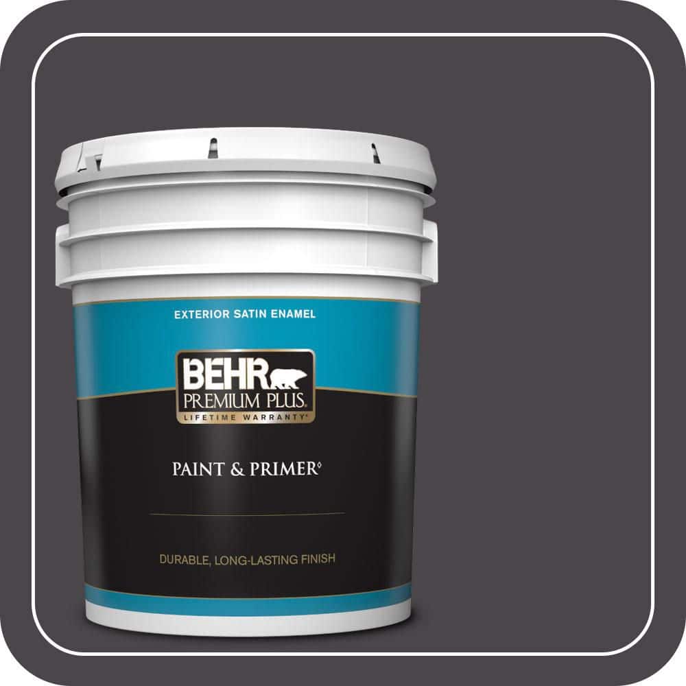 BEHR PREMIUM PLUS 5 gal. #N550-7 Catwalk Satin Enamel Exterior Paint ...