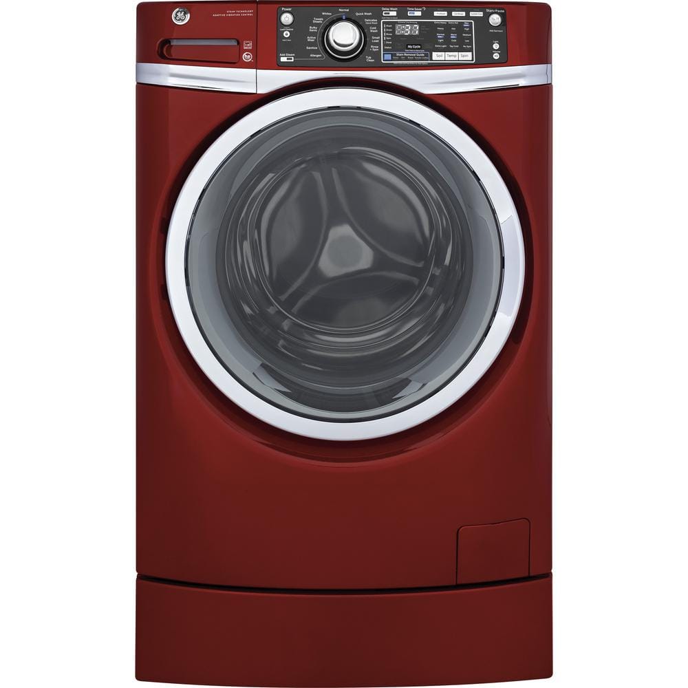 GE 4.9 cu. ft. High-Efficiency Ruby Red Front Loading Washing Machine ...