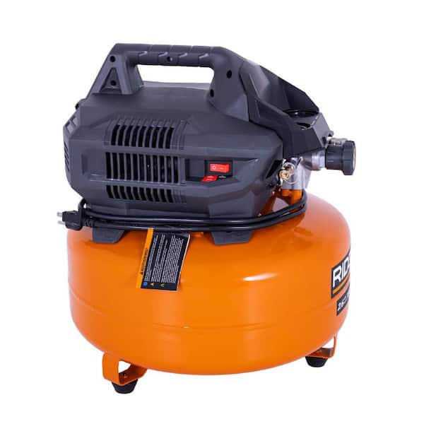 RIDGID 6 Gal. 150 PSI Portable Electric Oil-Free Jobsite Pancake Air ...