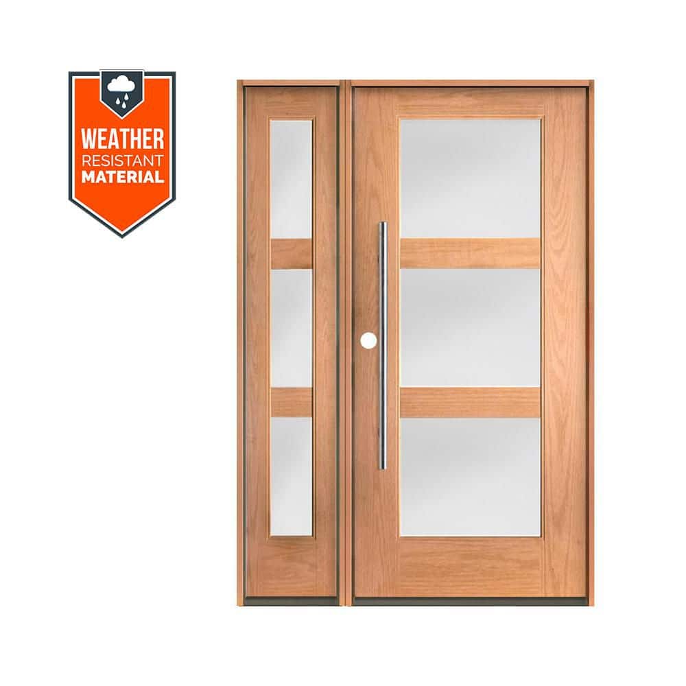 Krosswood Doors Modern Faux Pivot 50 in. x 79 in. 3-Lite Right-Hand ...