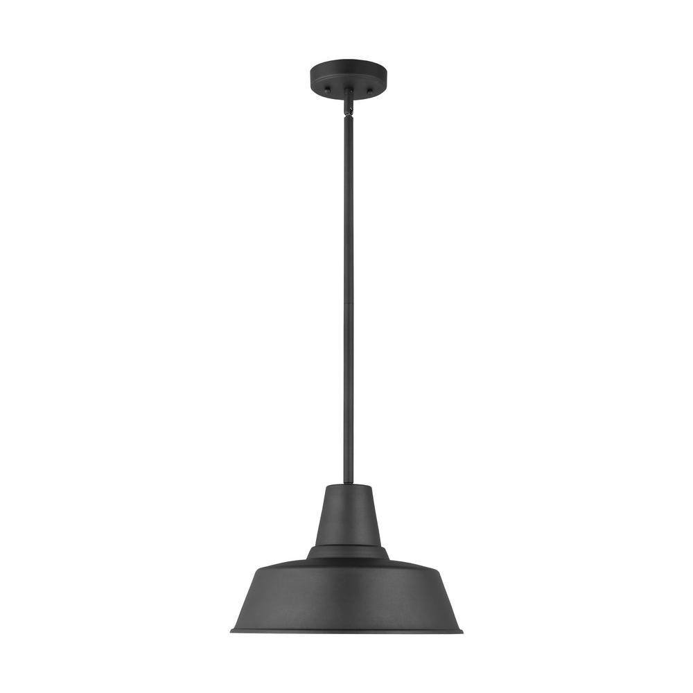 Generation Lighting Barn Light 14 in. 1-Light Matte Black Exterior Outdoor Hanging Pendant Light ...