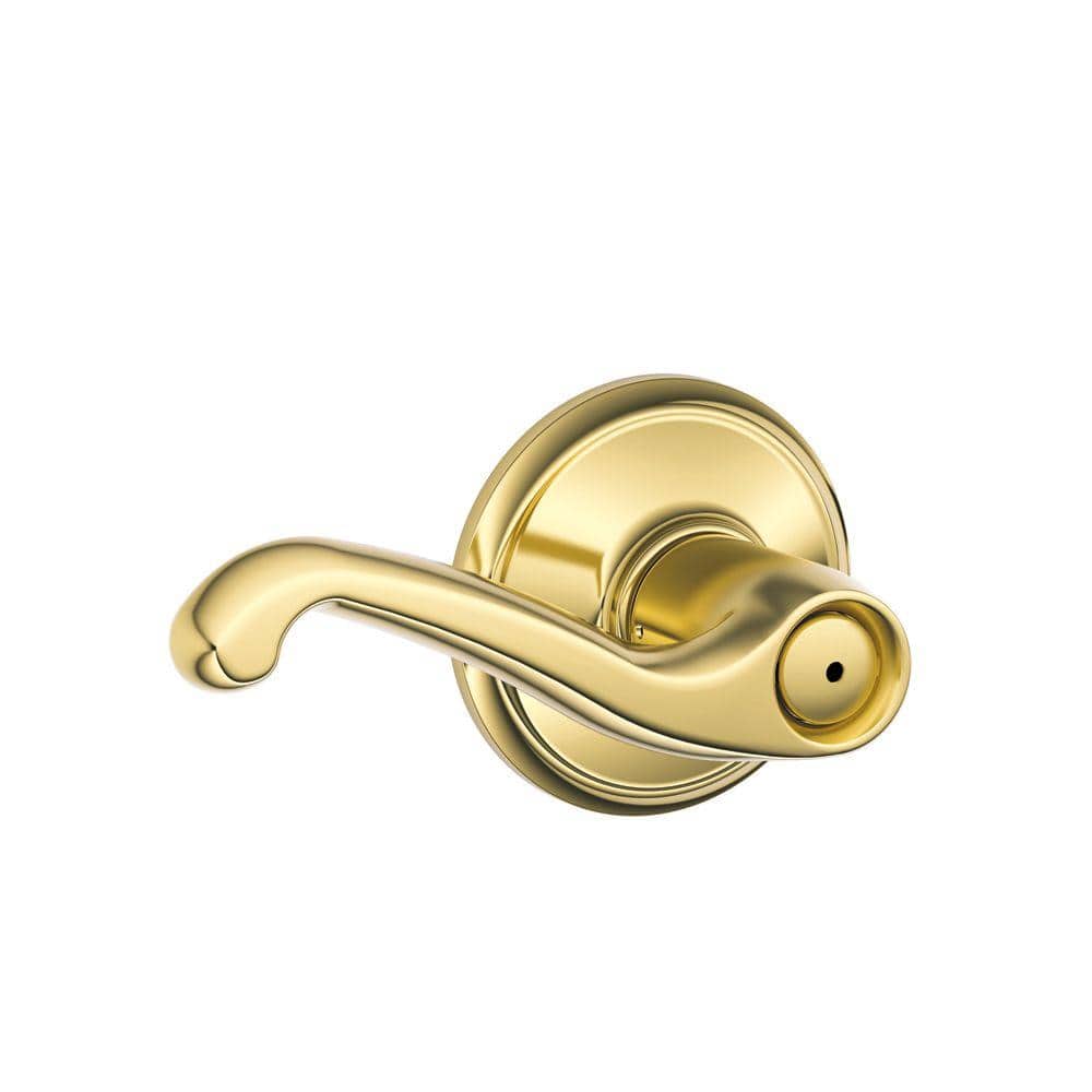 Schlage Flair Bright Brass/Bright Chrome Split-Finish Right-Handed Bed ...