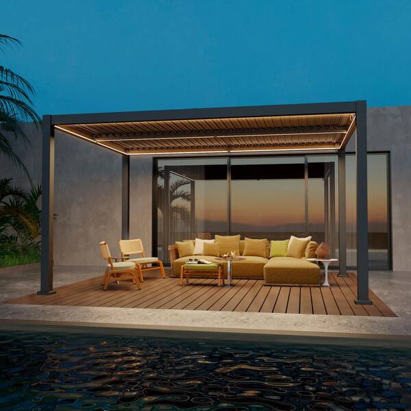 Reviews for JOYESERY 10 ft. x 13 ft. LED Solar Panel Patio Pergola ...