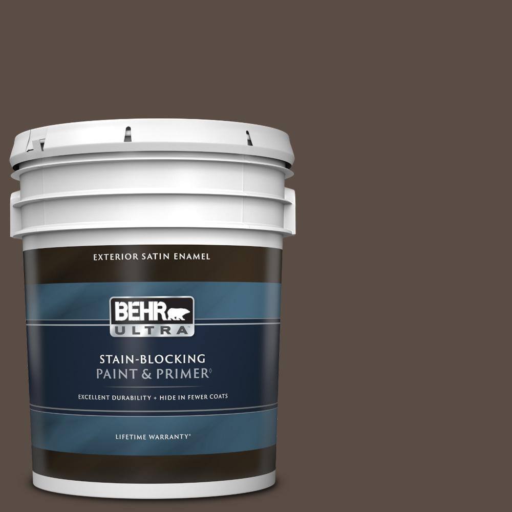 BEHR ULTRA 5 gal. #PPU5-19 Dark Truffle Satin Enamel Exterior Paint ...