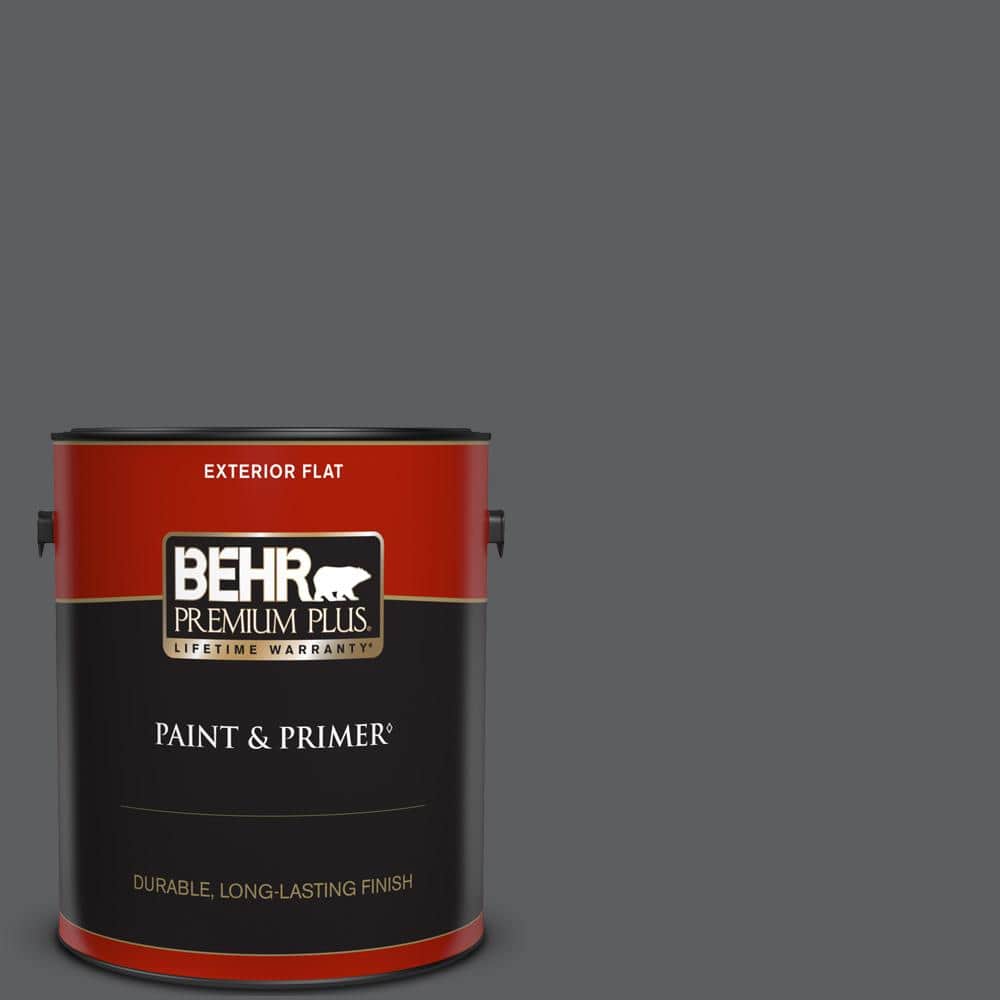 BEHR PREMIUM PLUS 1 gal. #N500-6 Graphic Charcoal Flat Exterior Paint ... BEHR PREMIUM PLUS 1 gal. #N500-6 Graphic Charcoal Flat Exterior Paint ...