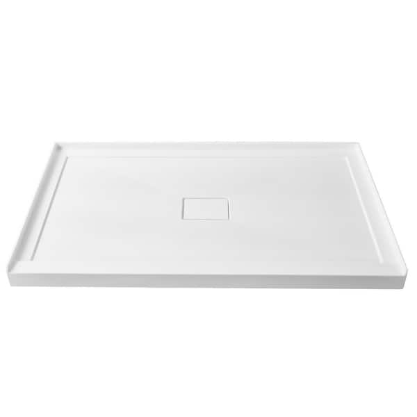 NTQ 60 in. L x 36 in. W Acrylic Single Threshold Shower Pan Alcove ...