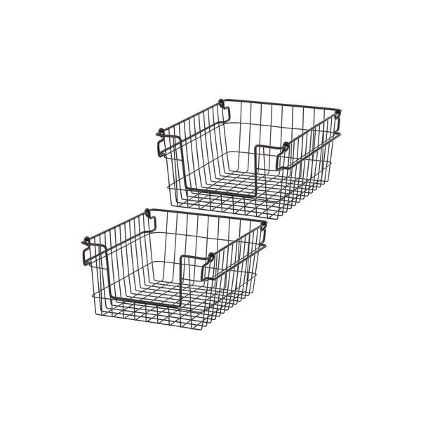 TRINITY 11 in. Dark Bronze Stackable Wire Basket (2-Pack) TBFPBR-23022 ...