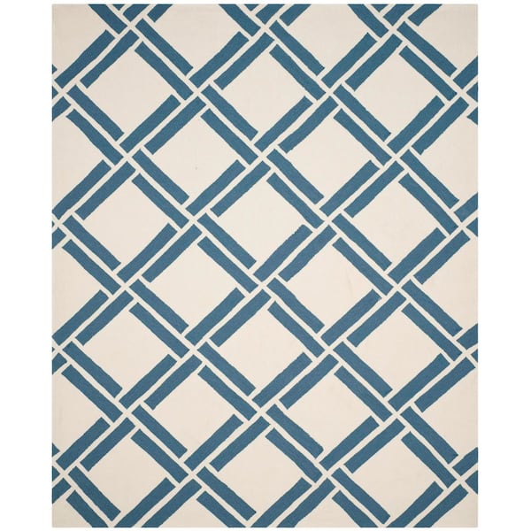 SAFAVIEH Four Seasons 8 ft. x 10 ft. Ivory/Blue Geometric Diamond Area ...