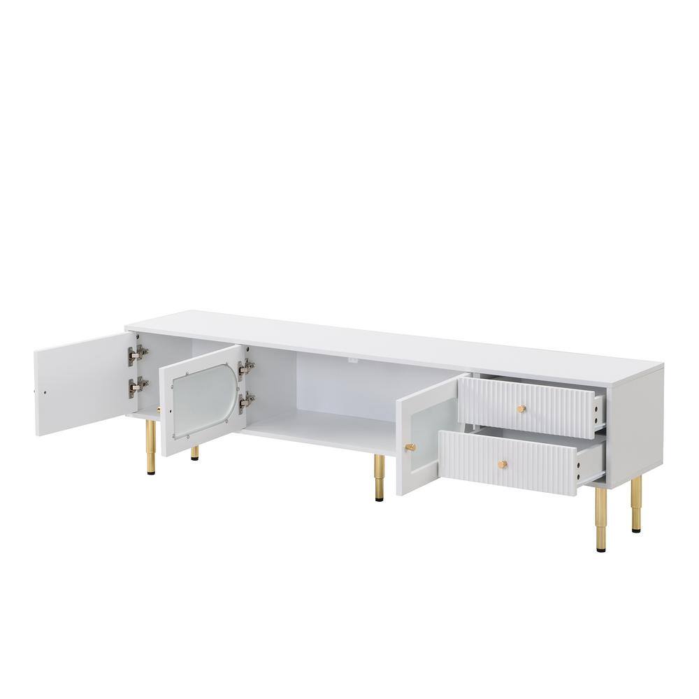 Harper & Bright Designs White TV Stand Fits TVs up to 80 in. with TV ...