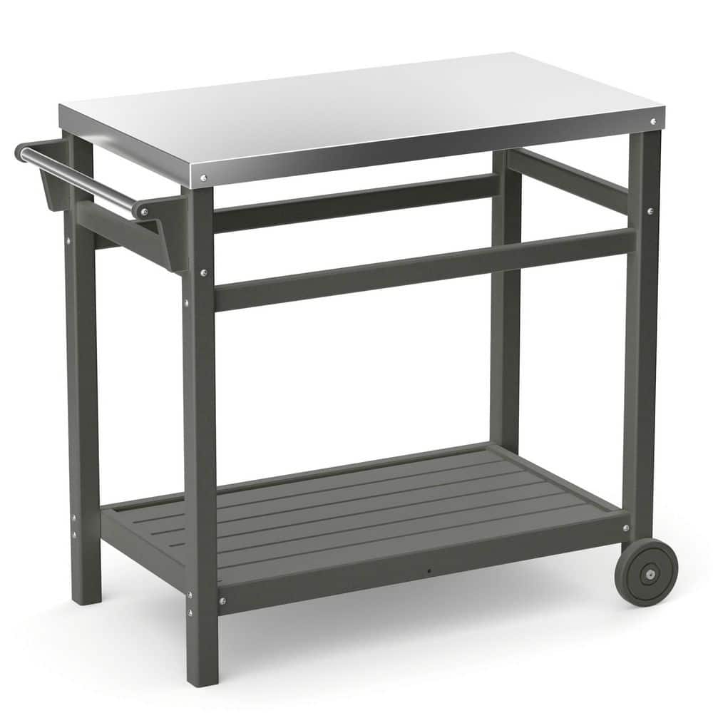 Reviews for Gray HDPE BBQ Grill Cart Outdoor Prep Cart for Pizza Oven ...