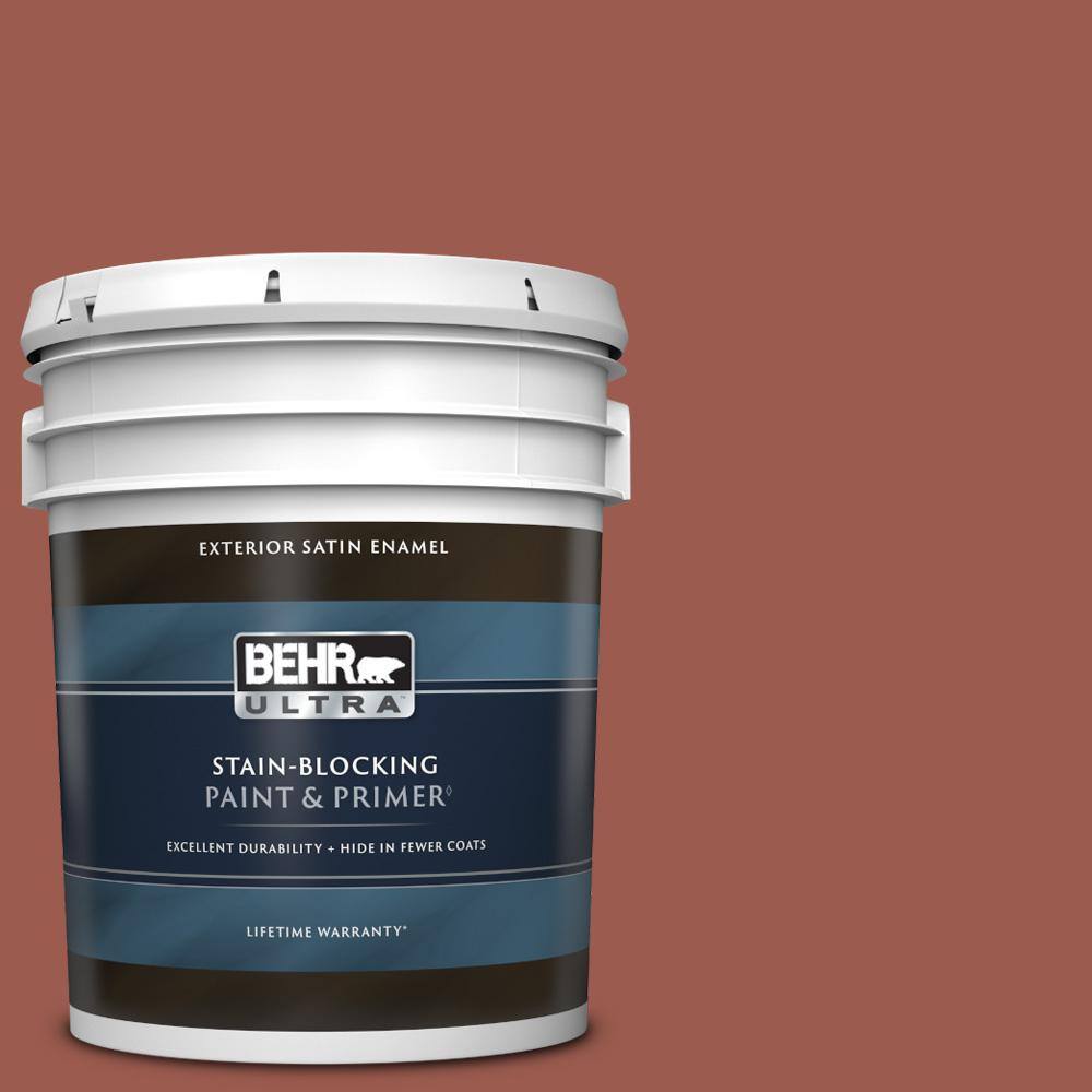BEHR ULTRA 5 gal. #ICC-106 Spicy Cayenne Satin Enamel Exterior Paint ...