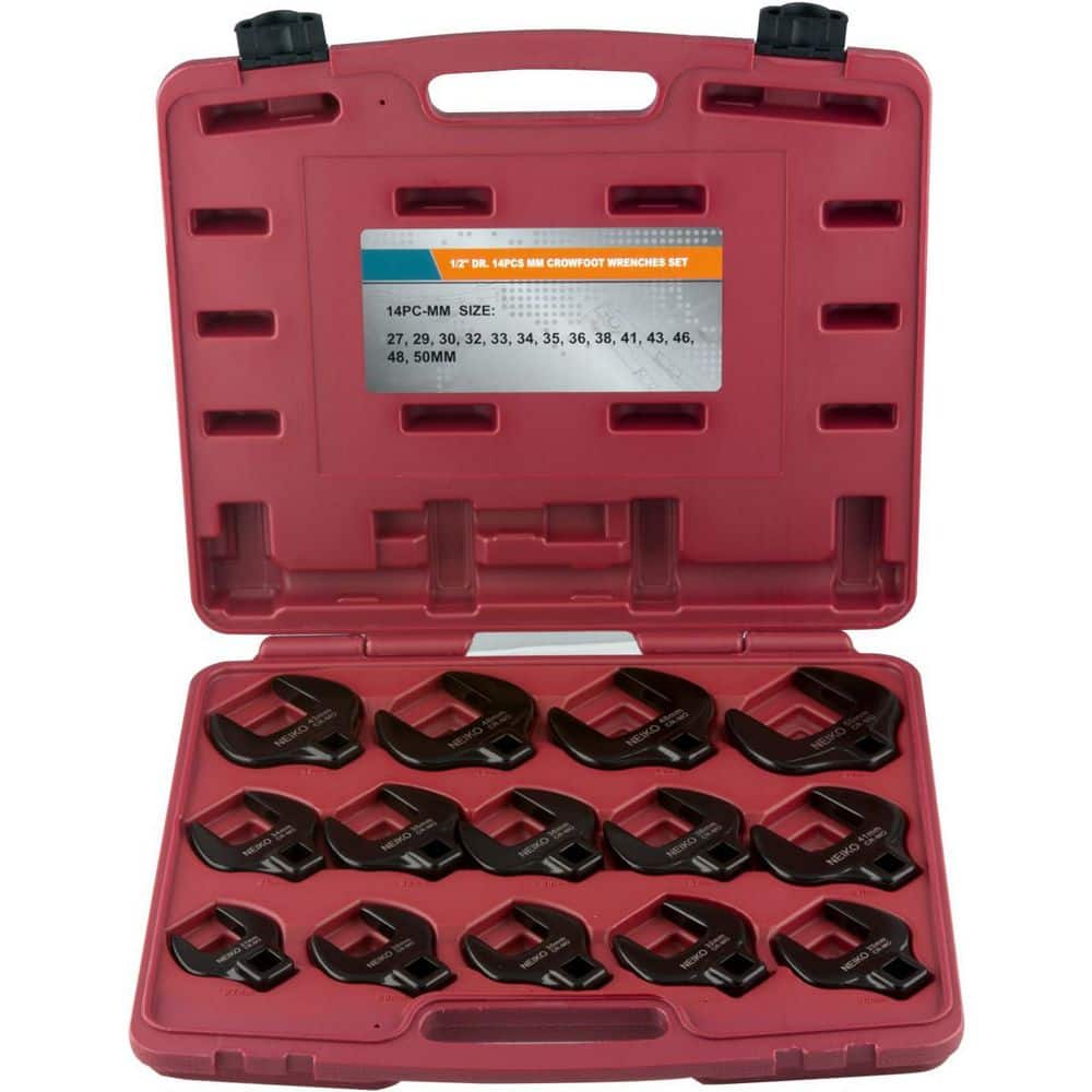 NEIKO 1/2 in. Drive Jumbo Metric Crowfoot Wrench Set, 27 mm to 50 mm ...