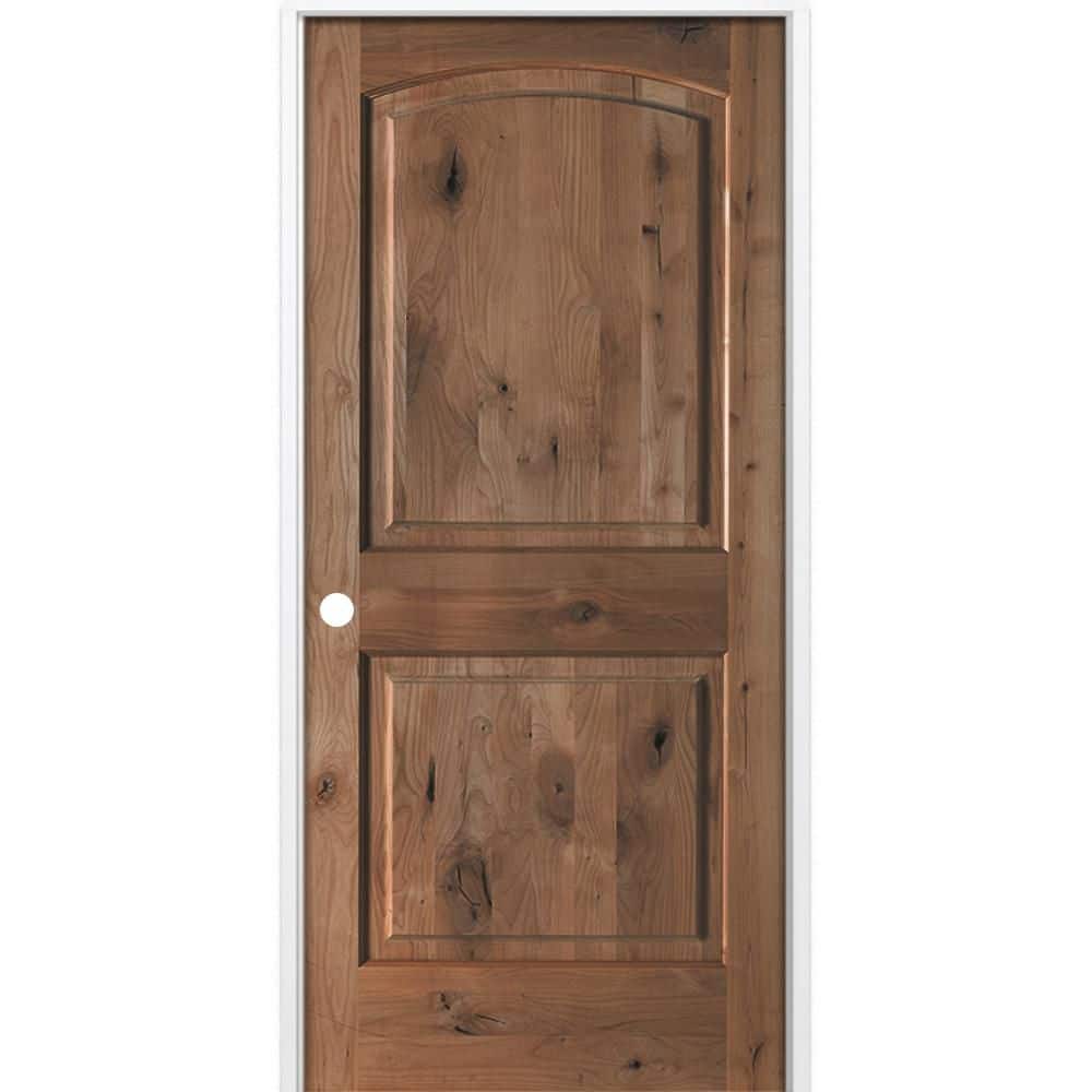 Reviews for Krosswood Doors 18 in. x 80 in. Rustic 2-Panel Arch Top ...