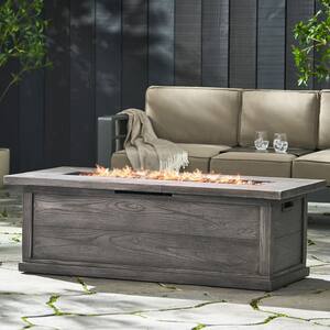 Tenleaf 56 in. Stone Gray Outdoor 50,000 BTU Rectangular MgO Concrete ...